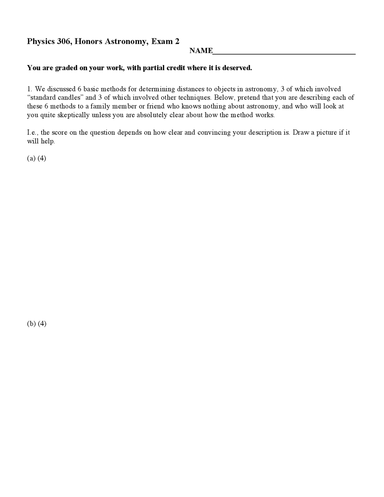 8 Questions Of Astronomy Physics Exam 2 Phys 306 Docsity