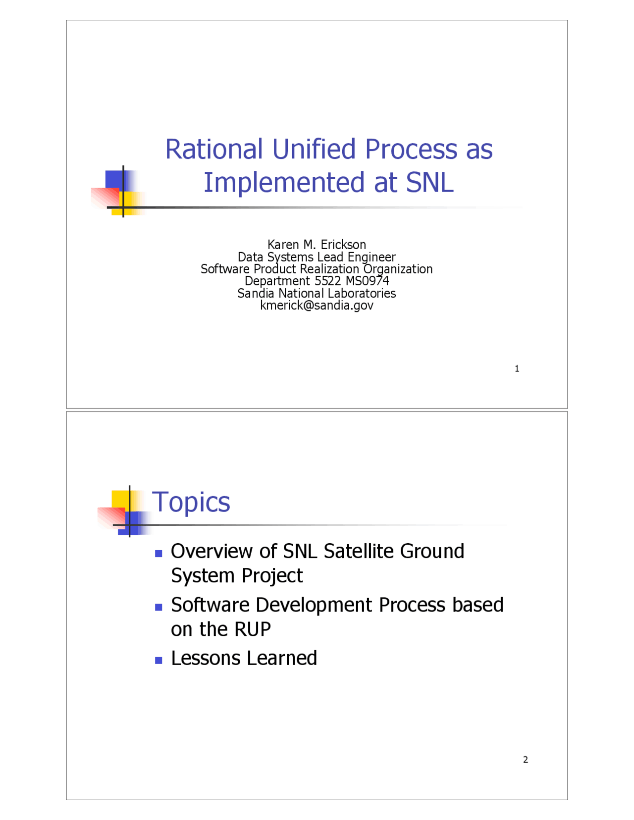 Lecture Slides On Rational Unified Process As Implemented At Snl Csci 6448 Docsity