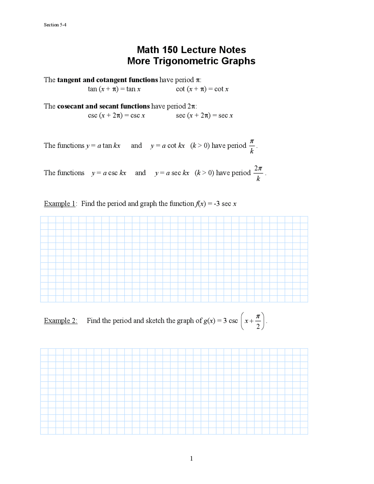 3 Problems on Function Trigonometric Graphs - Study Guide | MATH 150 ...