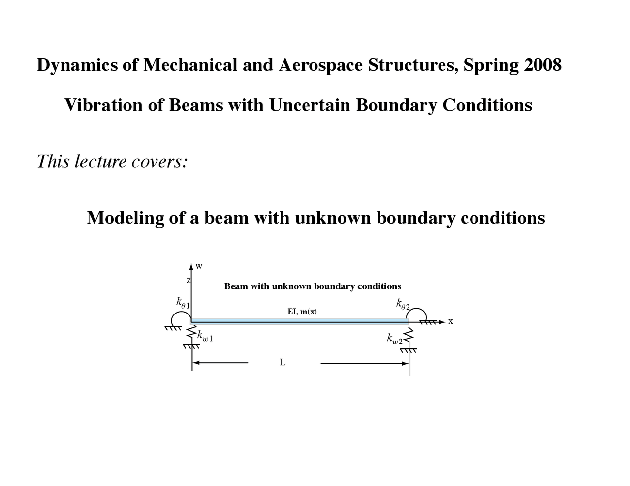 Modeling Of A Beam With Unknown Boundary Conditions Asen 5022 Docsity