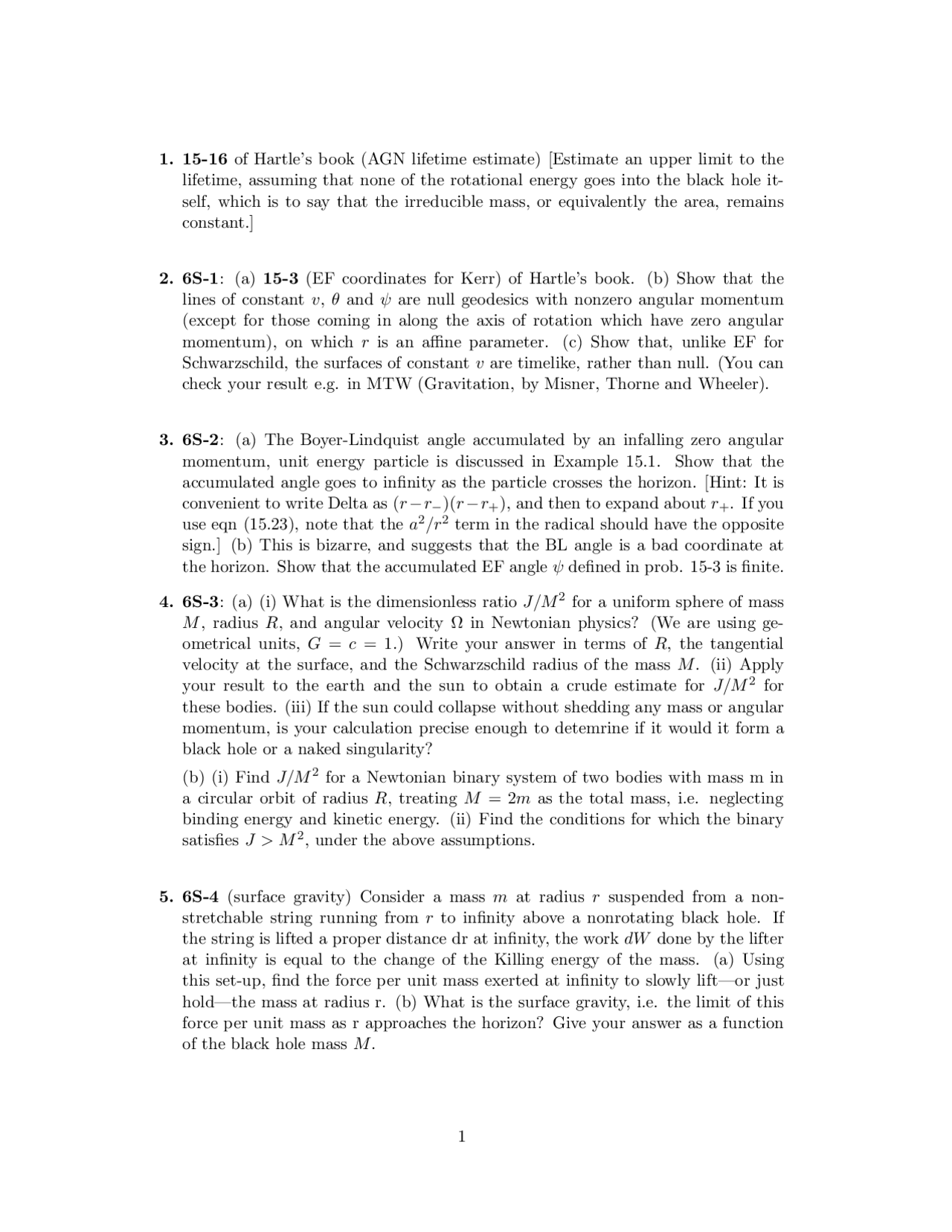 Relativity Gravitation And Cosmology Assignment 6 Phys 675 Docsity