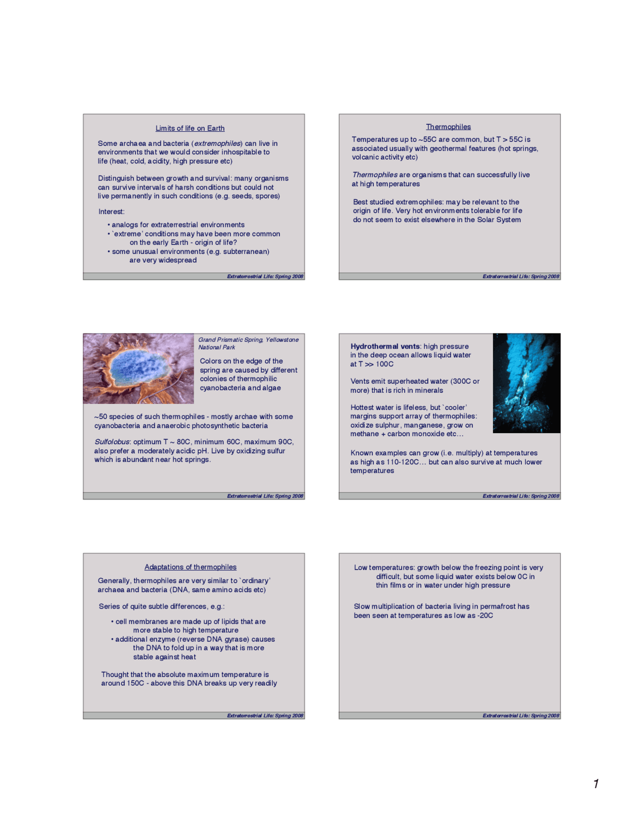 Slides On Limits Of Life On Earth Extraterrestrial Life Astr 3300