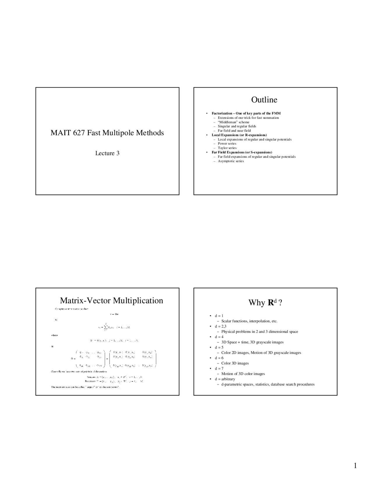 Fast Multipole Methods Matrix Vector Multiplication Fields Mait 627 Docsity