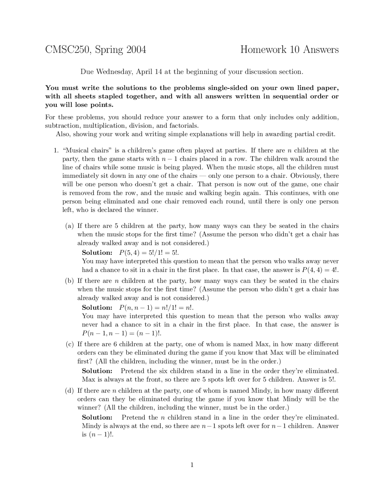 Homework 10 Answers Discrete Structures Cmsc 250 Docsity