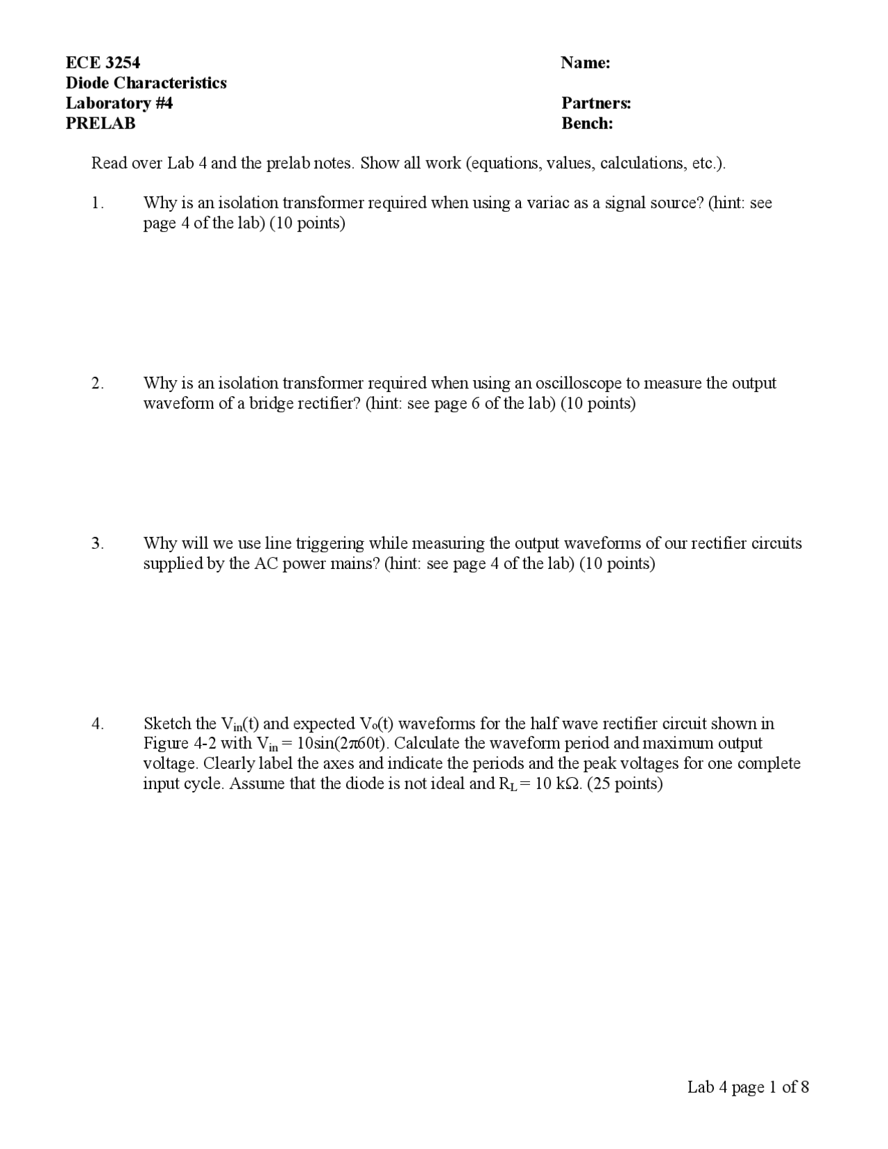 Lab 4 Practice Questions Industrial Electronics Ece 3254 Docsity