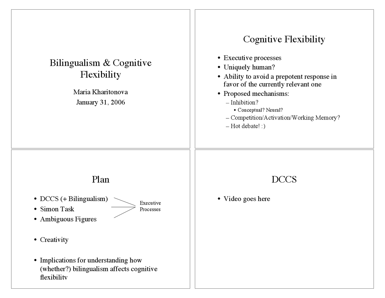 Bilingualism and Cognitive Flexibility - Lecture Slides | PSYC 7215 - Docsity
