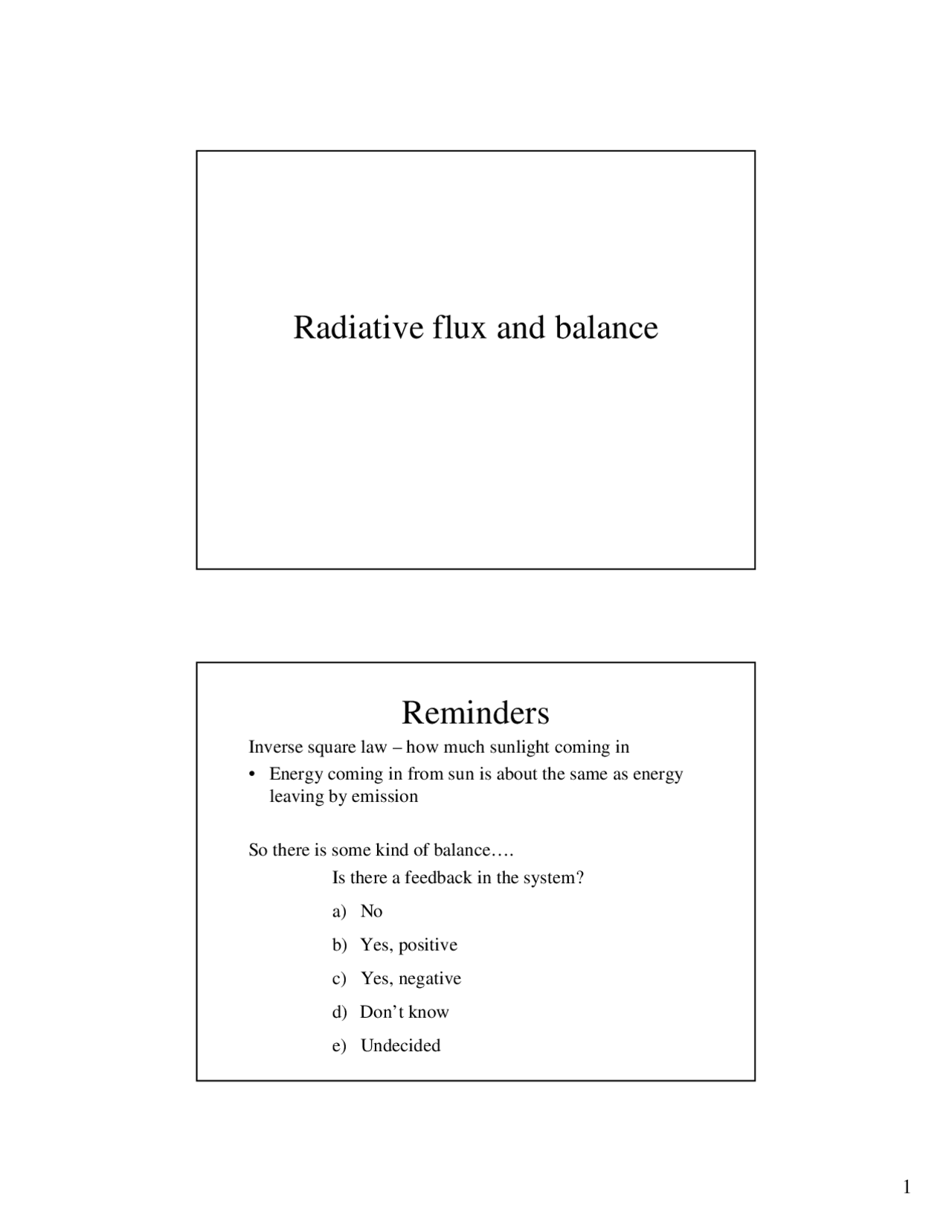 Lecture Slides On Radiative Flux And Balance Atoc 1060 Docsity