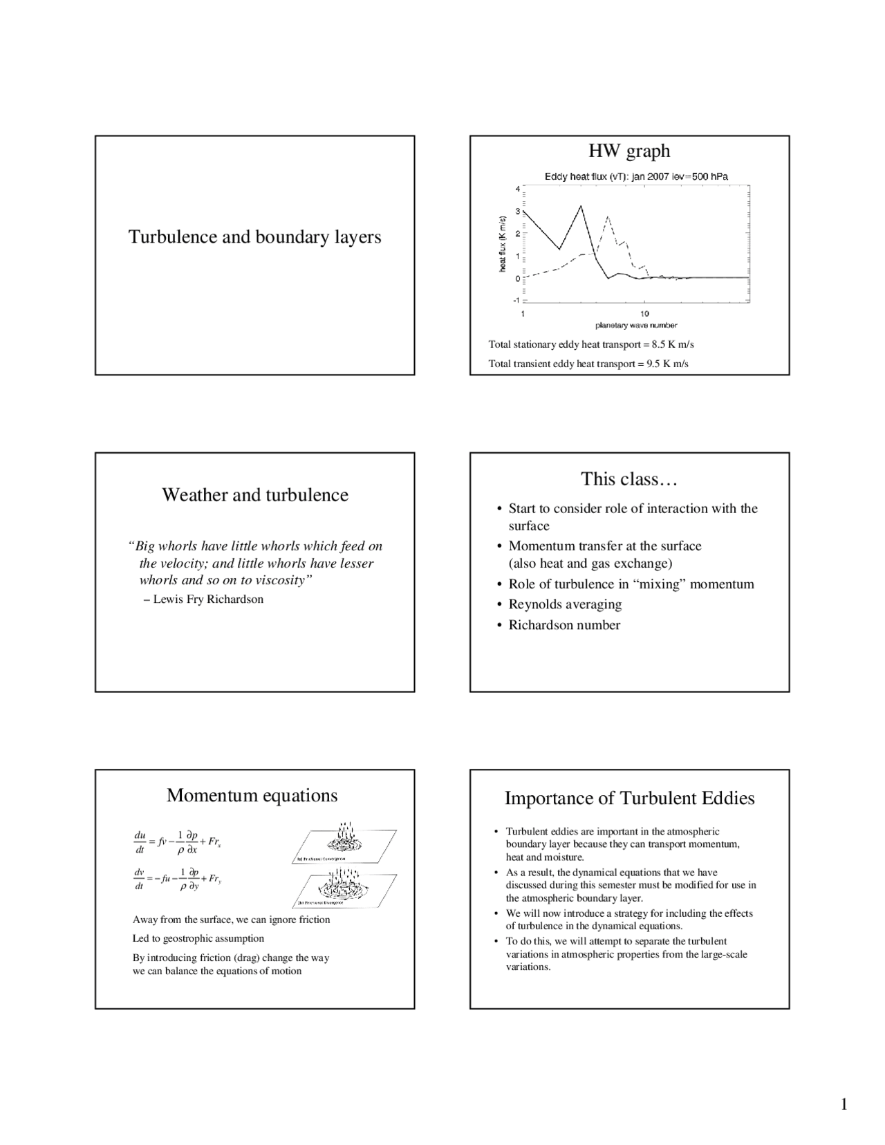 Lecture Slides On Turbulence And Boundary Layers Atoc 5060 Docsity