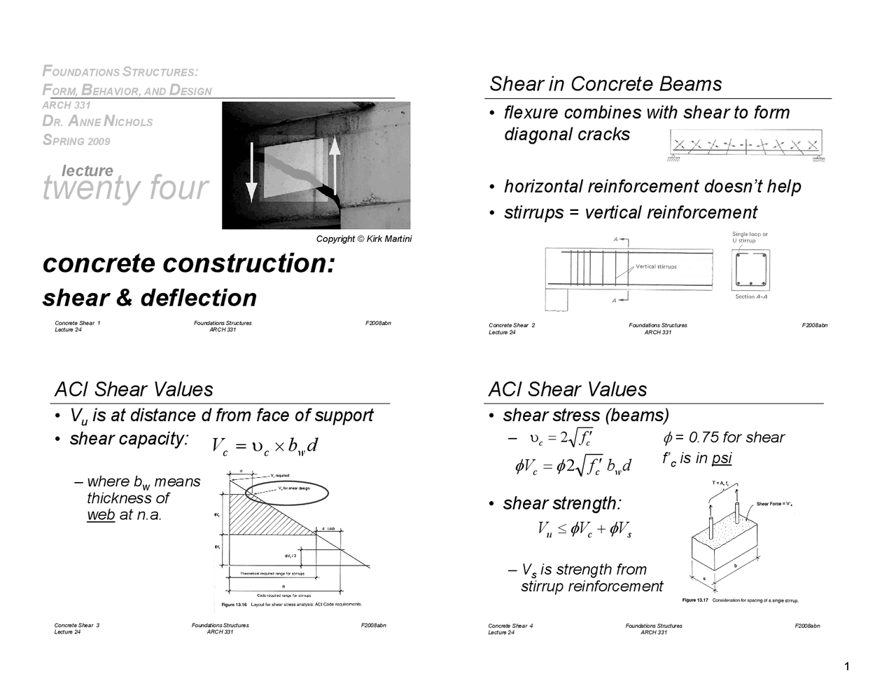 Concrete Construction Shear And Deflection Architectural Structures