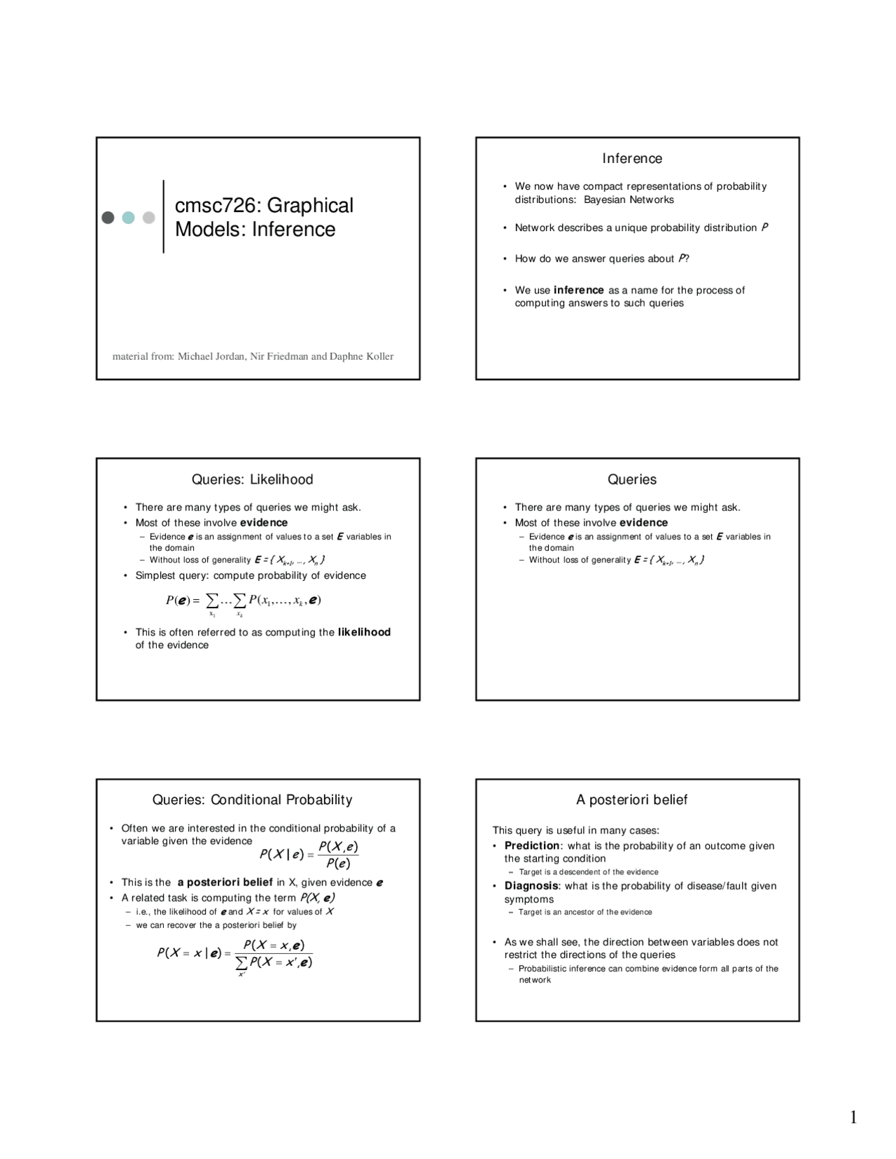 Graphical Models: Inference - Slides | CMSC 726 - Docsity