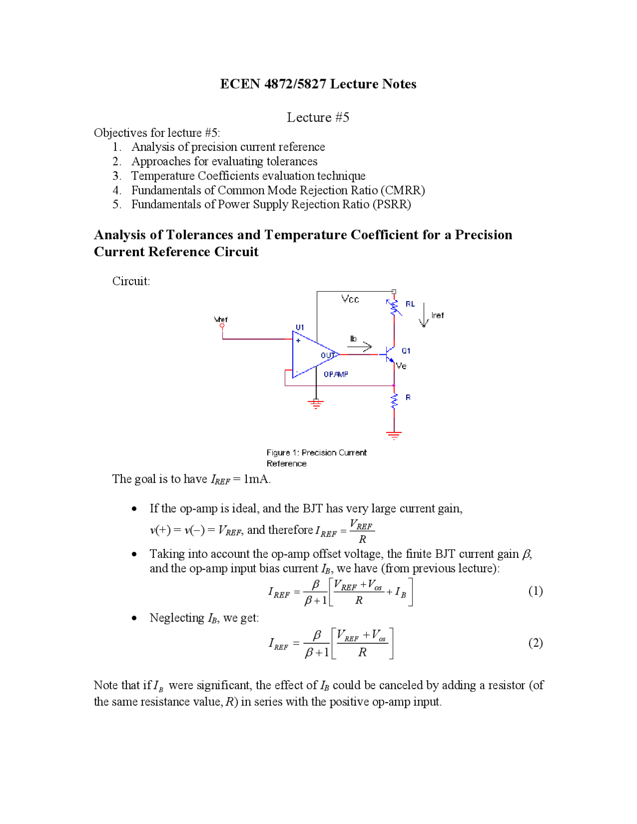 Analysis of Tolerances and Temperature Coefficient for a Precision Current Reference Circuit ...