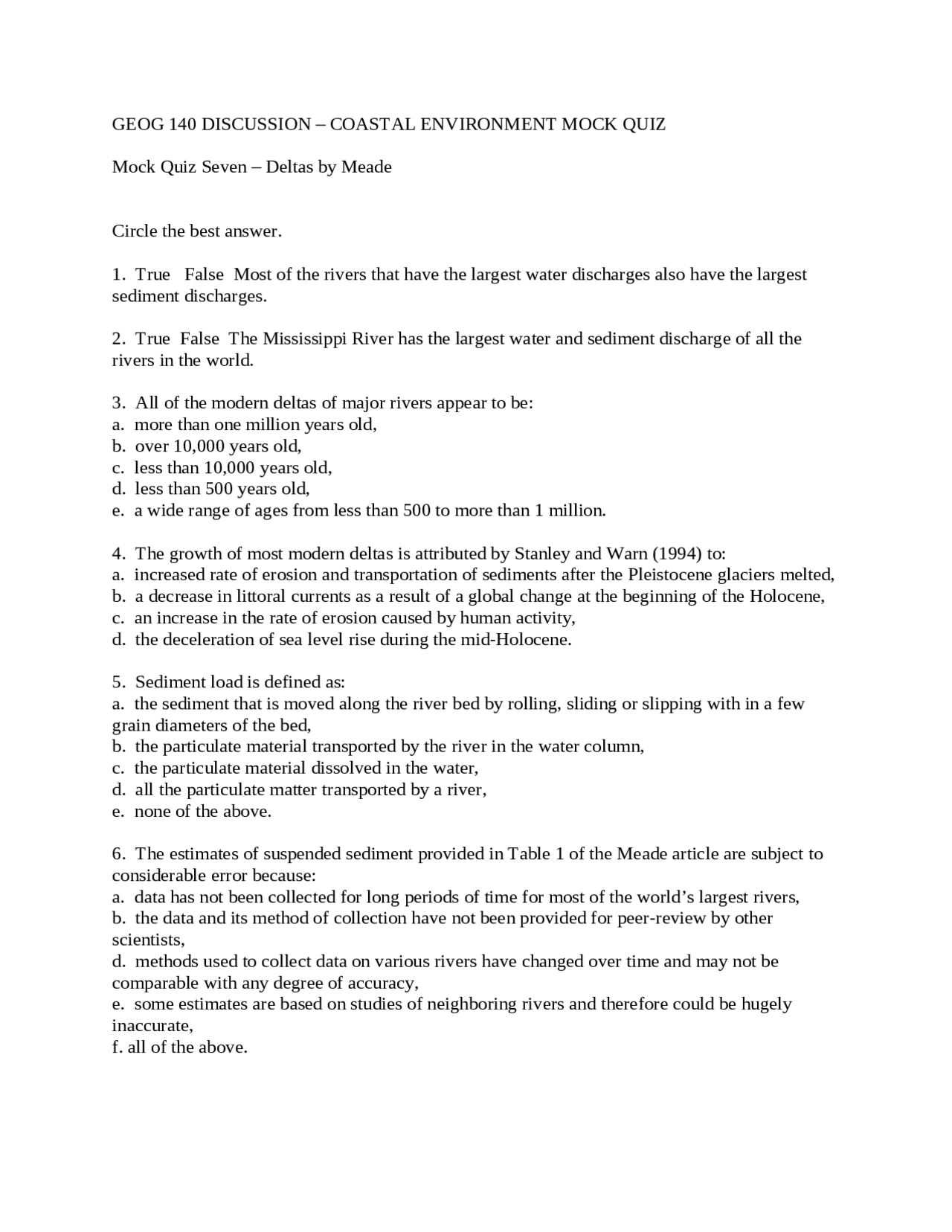15 Questions In Natural Disasters Quiz 8 Geog 140 Docsity