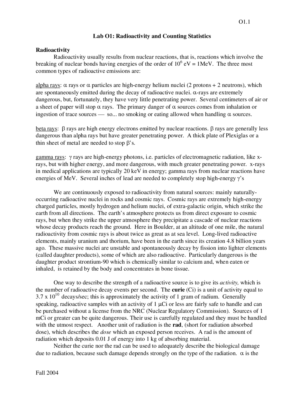 Lab 1: Radioactivity and Counting Statistics - Experimental Physics 1 ...