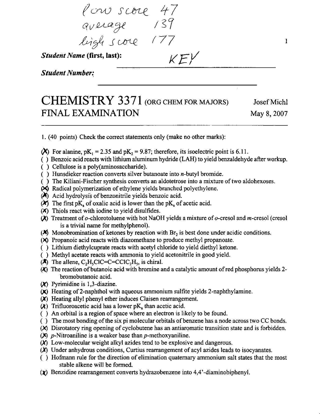 Final Exam Questions With Solutions Organic Chemistry For Majors