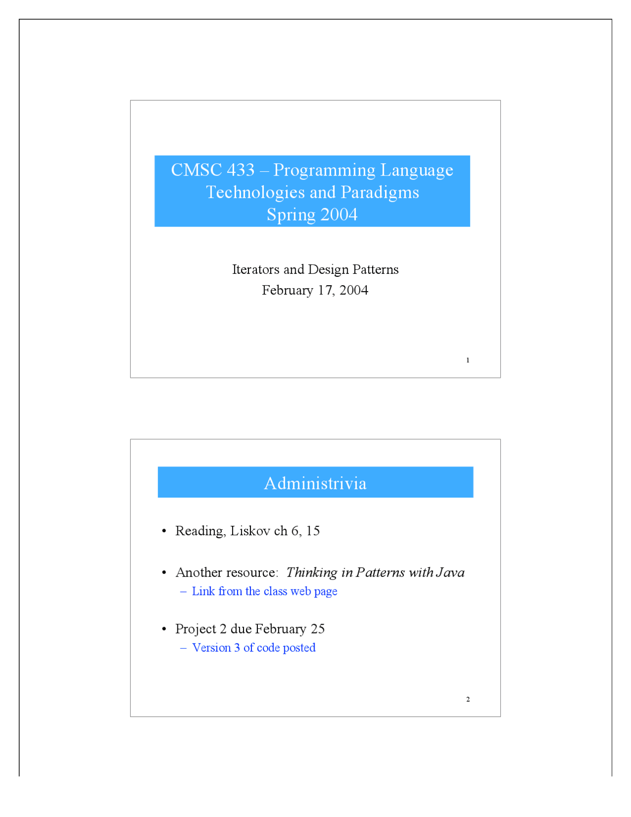 Iterators And Design Patterns Slide Cmsc 433 Docsity