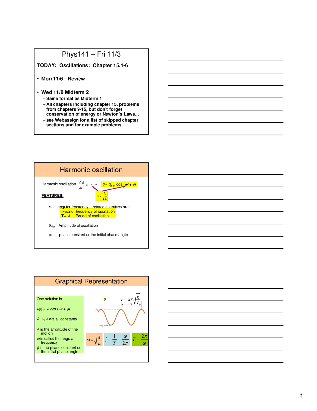 Harmonic Oscillation - Principles of Physics | PHYS 141 - Docsity