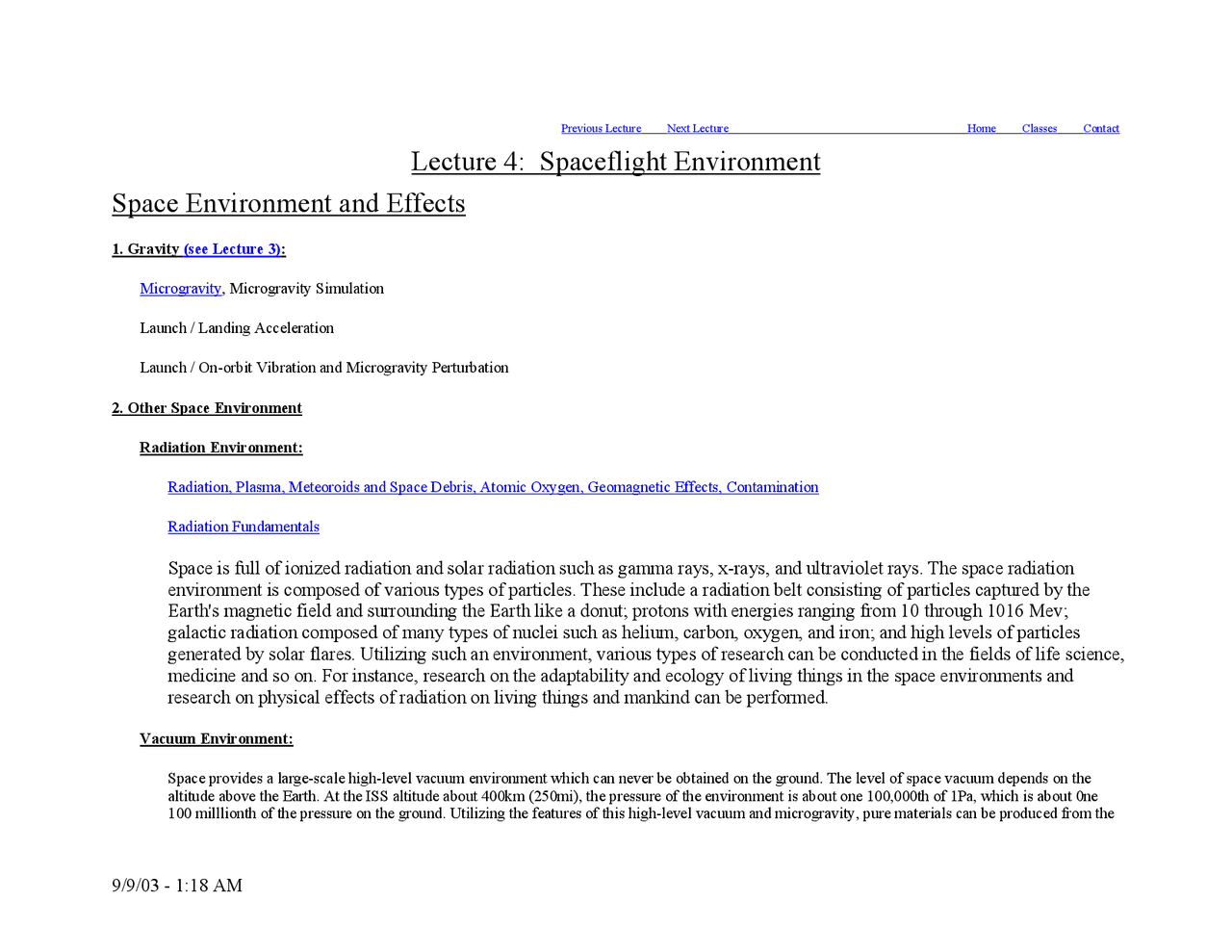 Spaceflight Environment Lecture Notes Asen 5519 Docsity