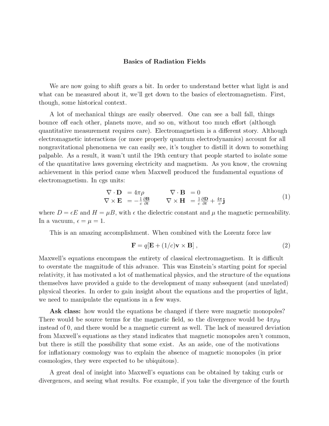 Basics Of Radiation Fields Radiative Processes Astr 601 Docsity
