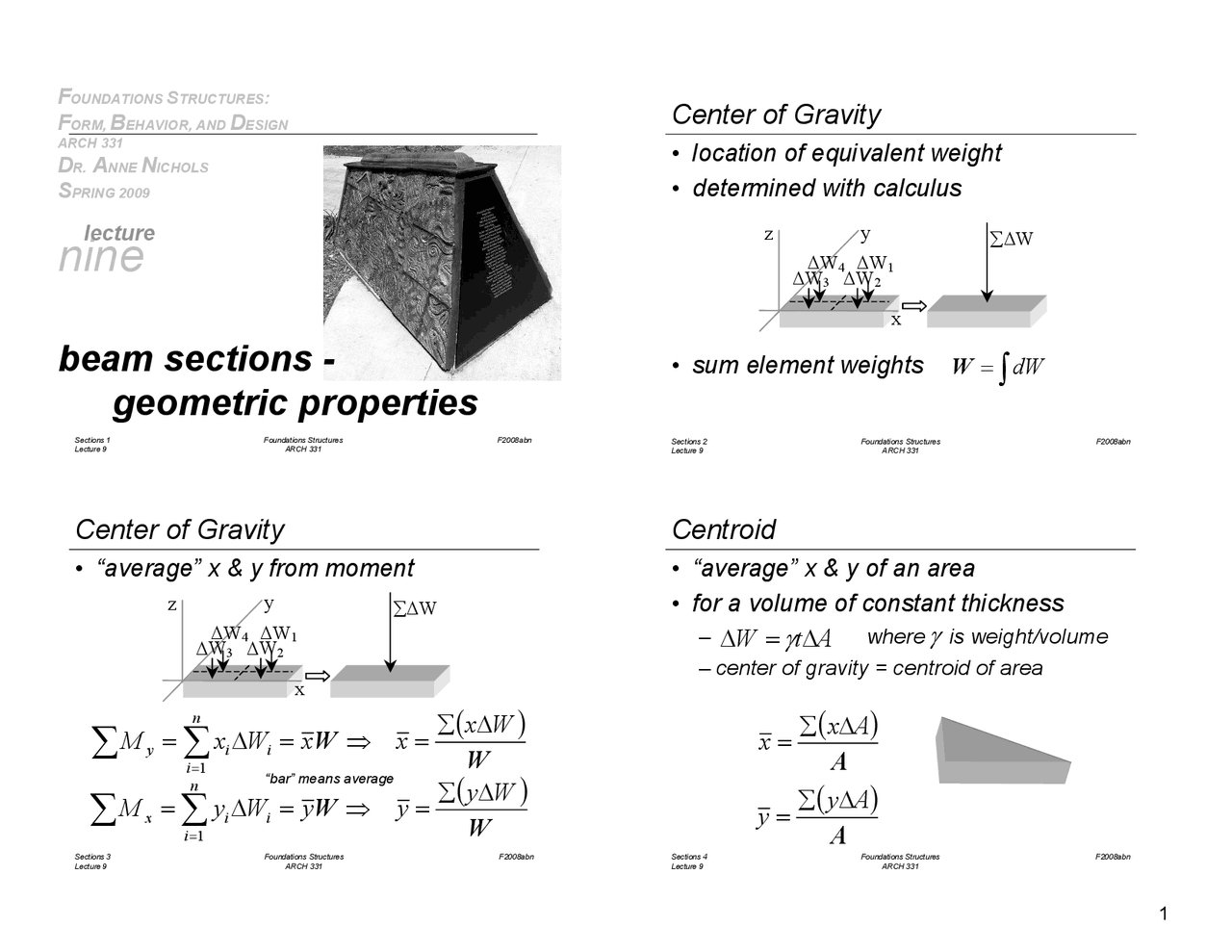 Beam Sections Geometric Properties Architecture Structures Arch 331