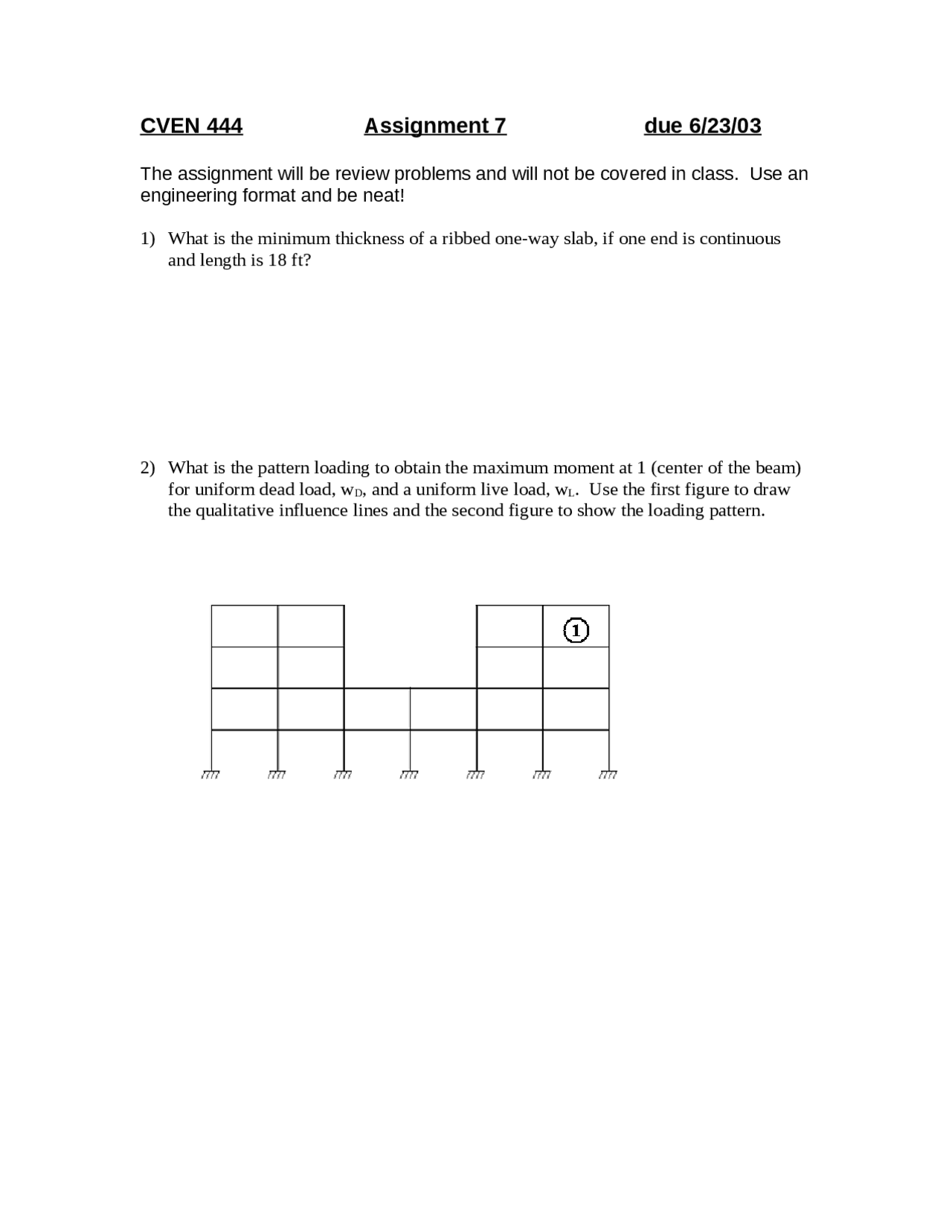 Assignment 7 For Structural Concrete Design Cven 444 Docsity