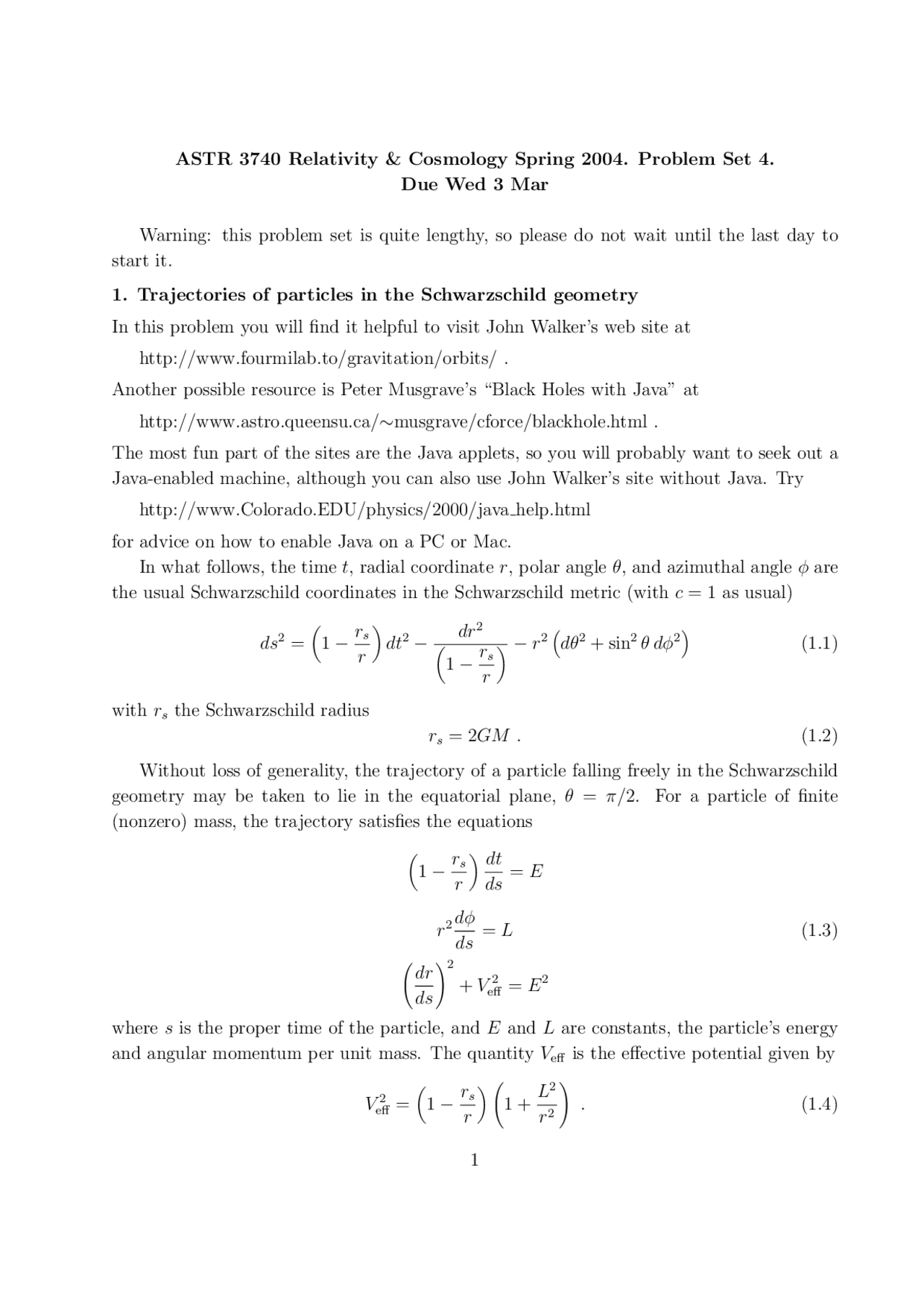 Cosmology And Relativity Problem Set 4 For Assignment Astr 3740