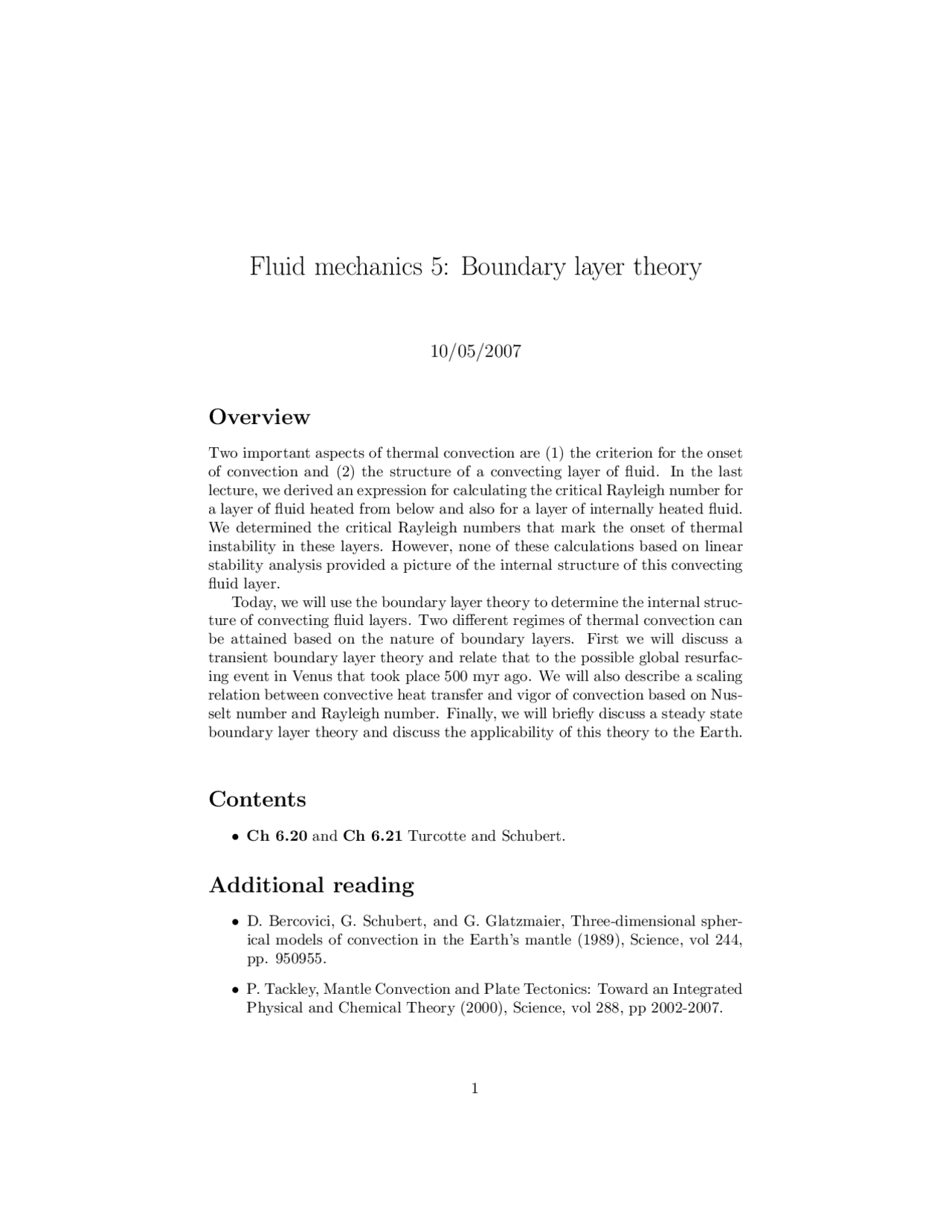 Boundary Layer Theory For Geophysics Geol 446 Docsity