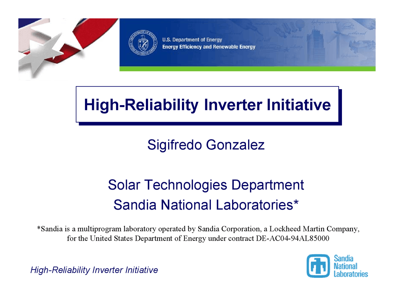 High Reliability Inverter Initiative Lecture Slides Ecen 4517 Docsity
