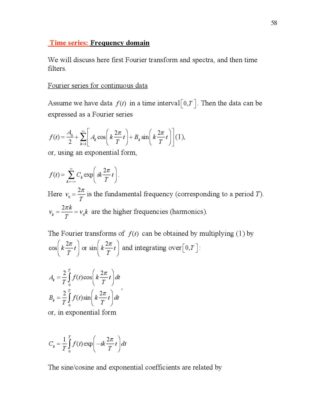 Time Series Frequency Domain Statistical Methods In Meteorology
