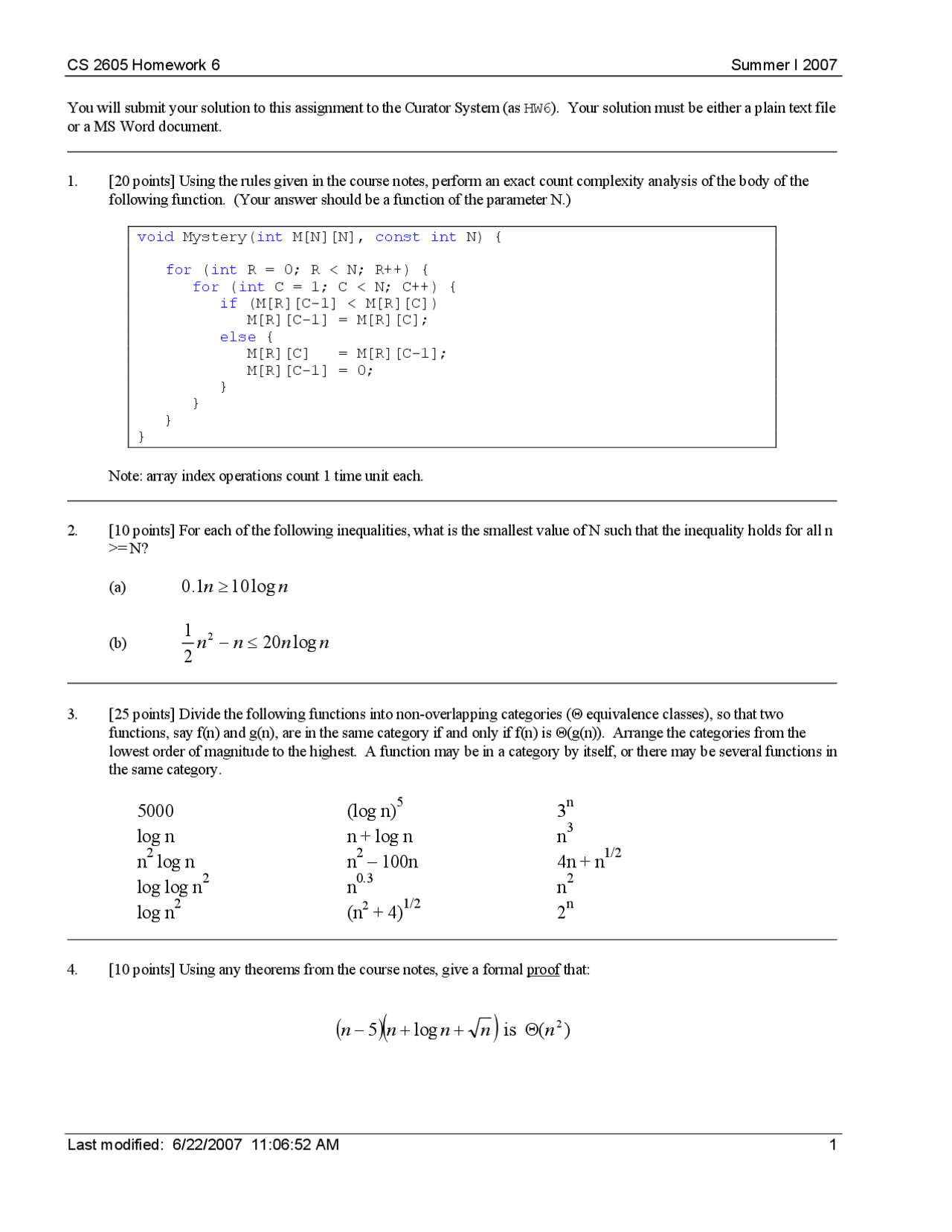Assignment 6 - Data Structured and Development | CS 2605 - Docsity