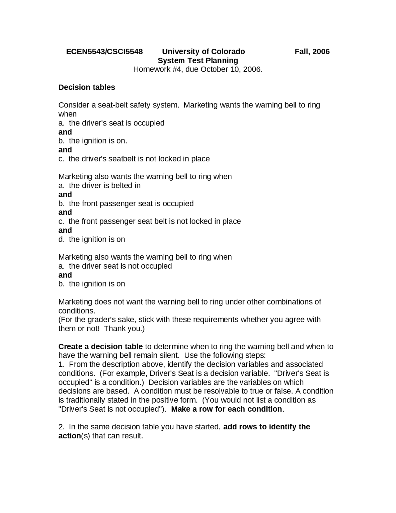 System Test Planning Software Engineering Methodstools Homework 4 Ecen 5543 Docsity