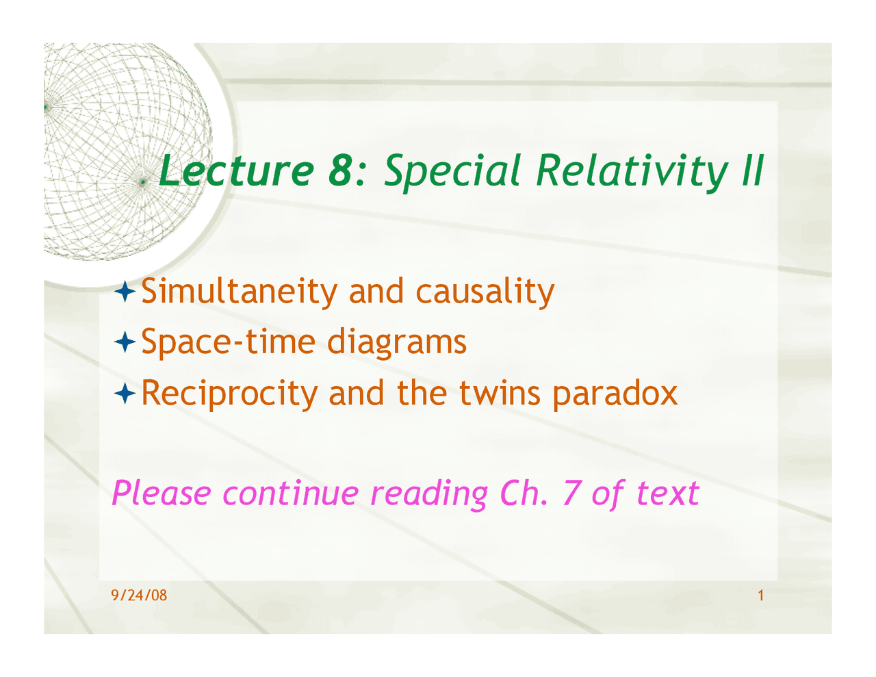 Special Relativity Origin Of Universe Slides Astr 340 Docsity
