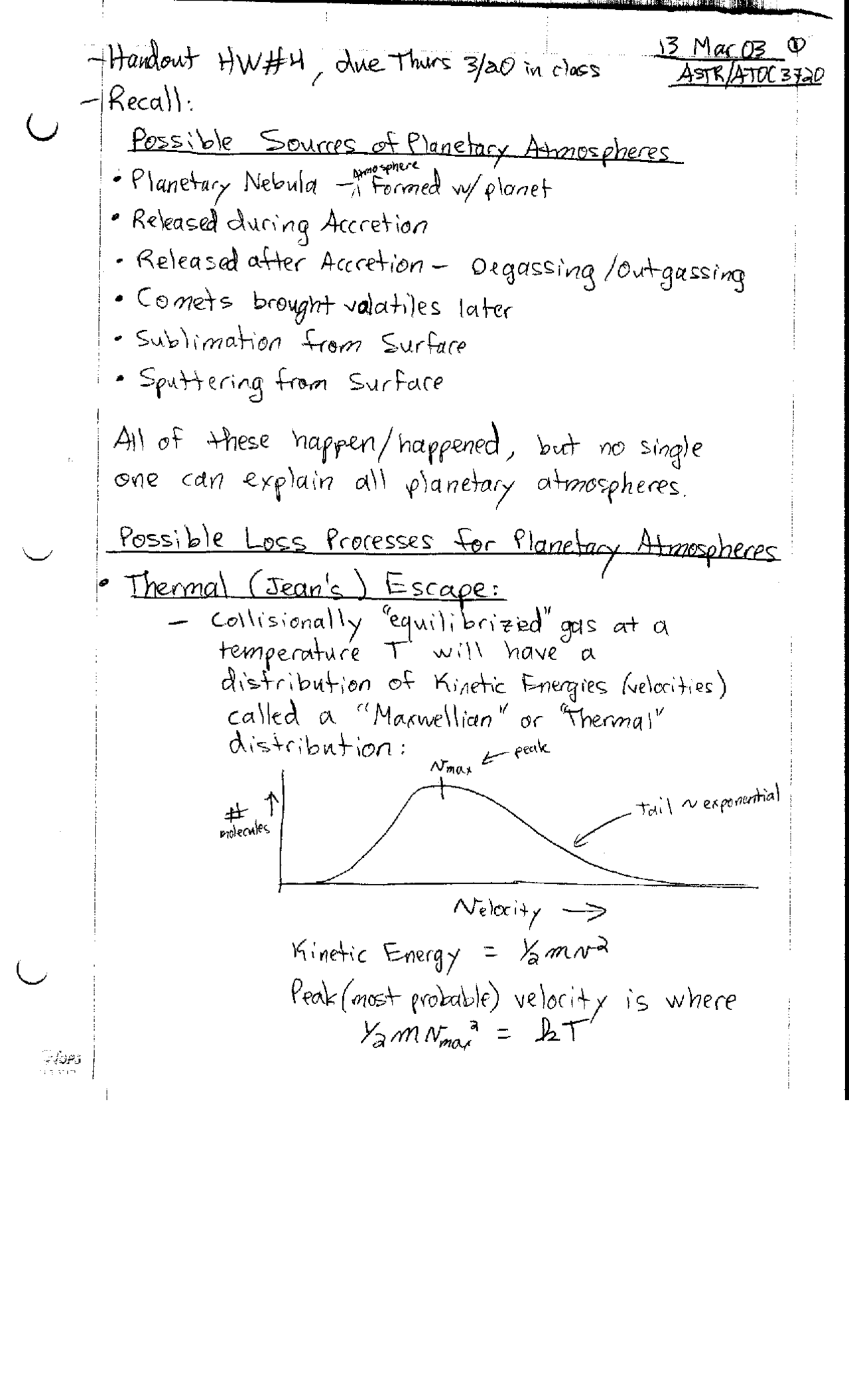 Planets And Their Atmospheres Handout Homework 4 Solutions Astr