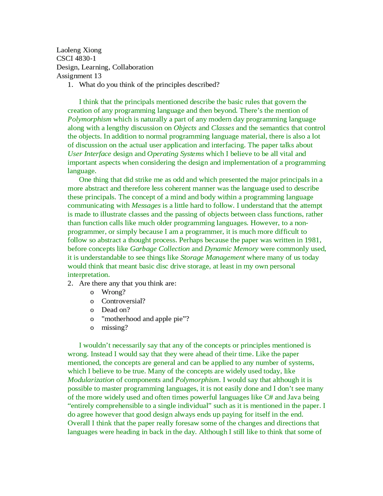 Questions With Solution Design Learning Collaboration Csci 4830