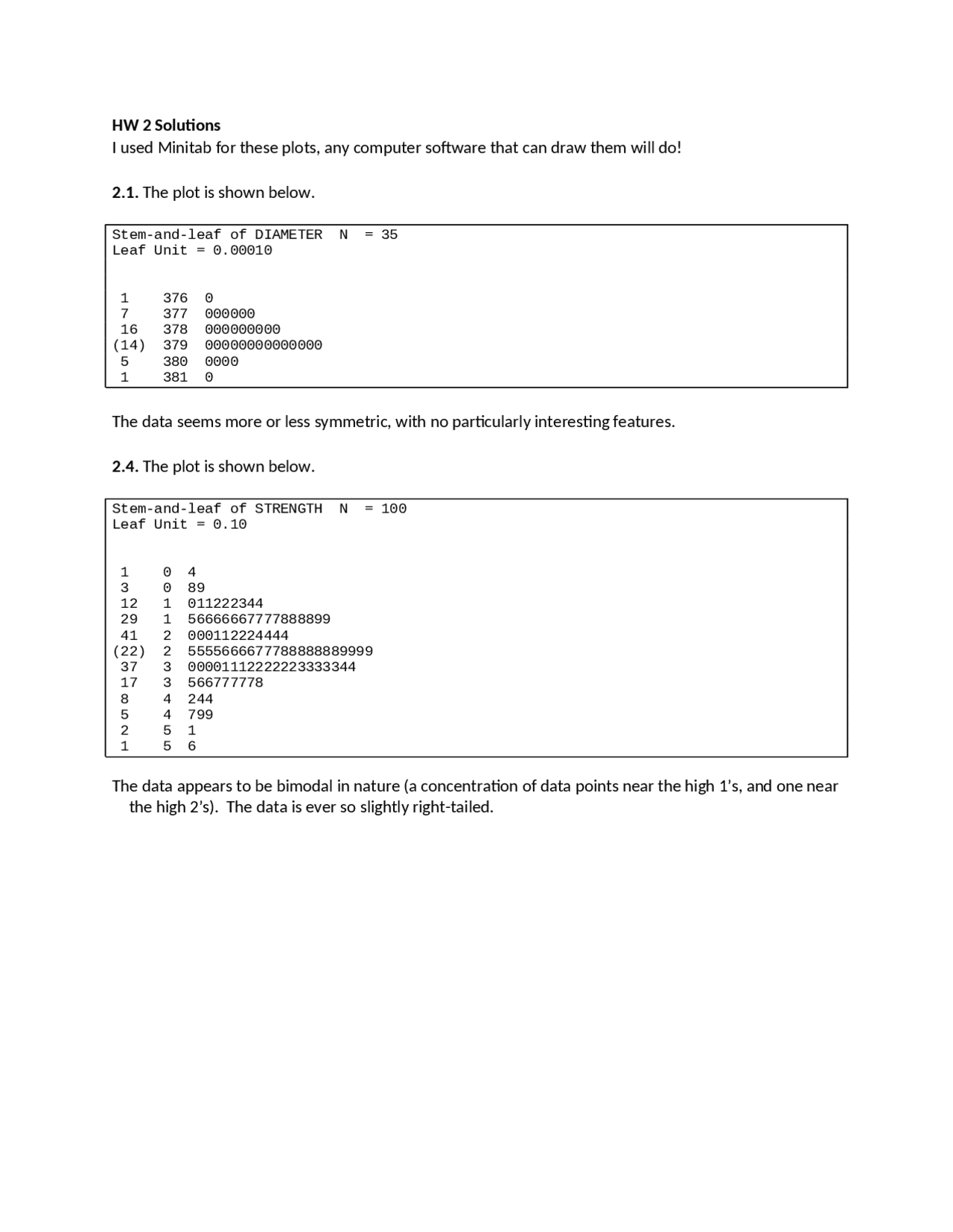 Homework 2 Solutions Statistics For Engineering Applications Stat