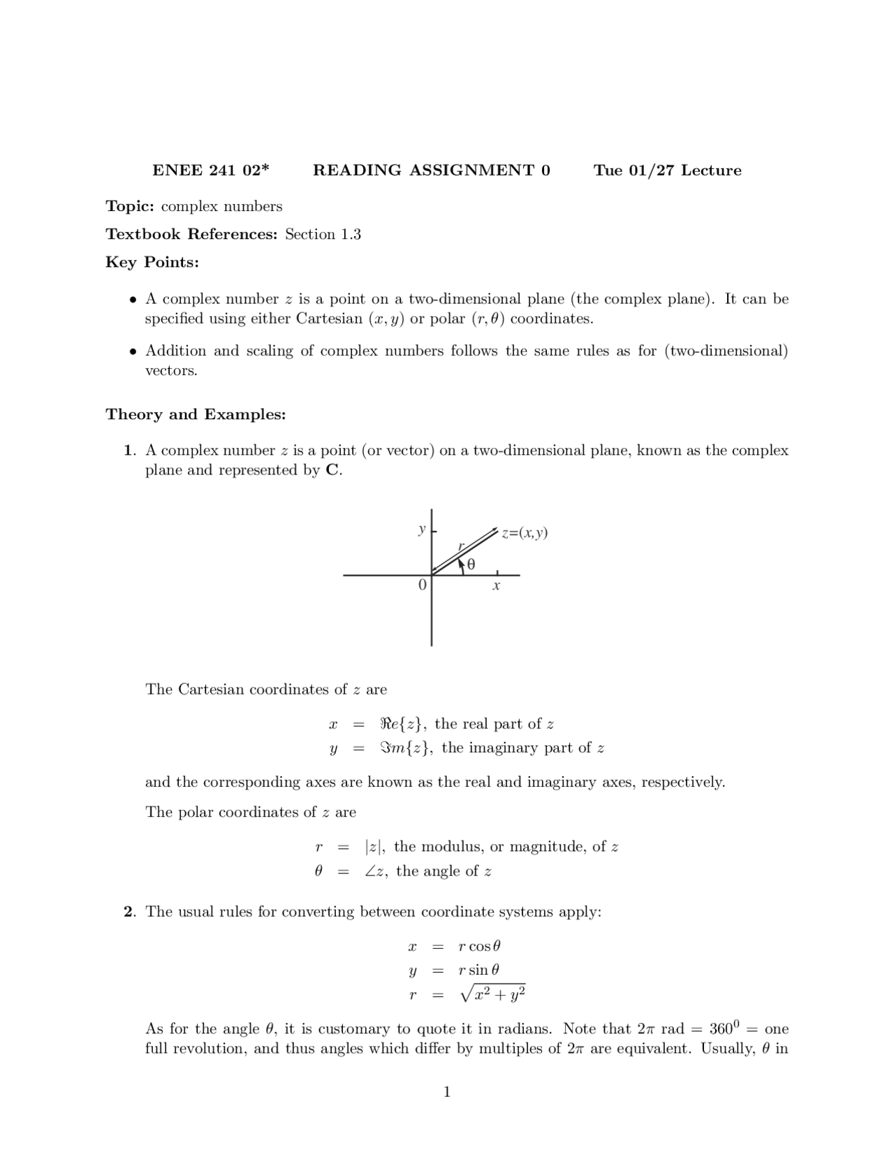 Reading Assignment Engineering Numerical Techniques Enee 241 Docsity