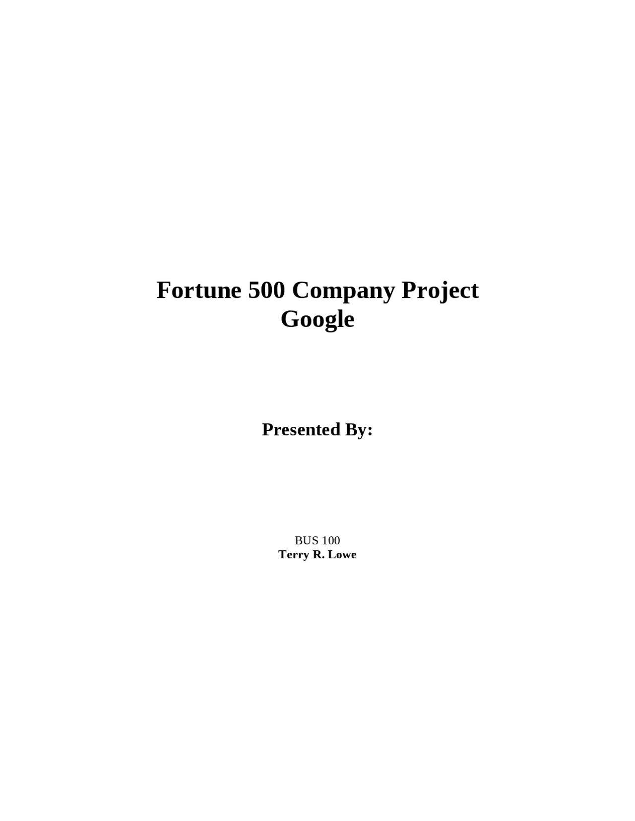 Fortune 500 Company Project Google | BUS 100.00 | Study Guides ...