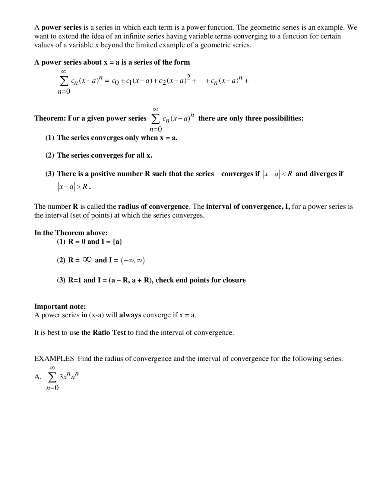 Study Note of Power Series Section 8.7 - Multivariable Calculus | MATH ...