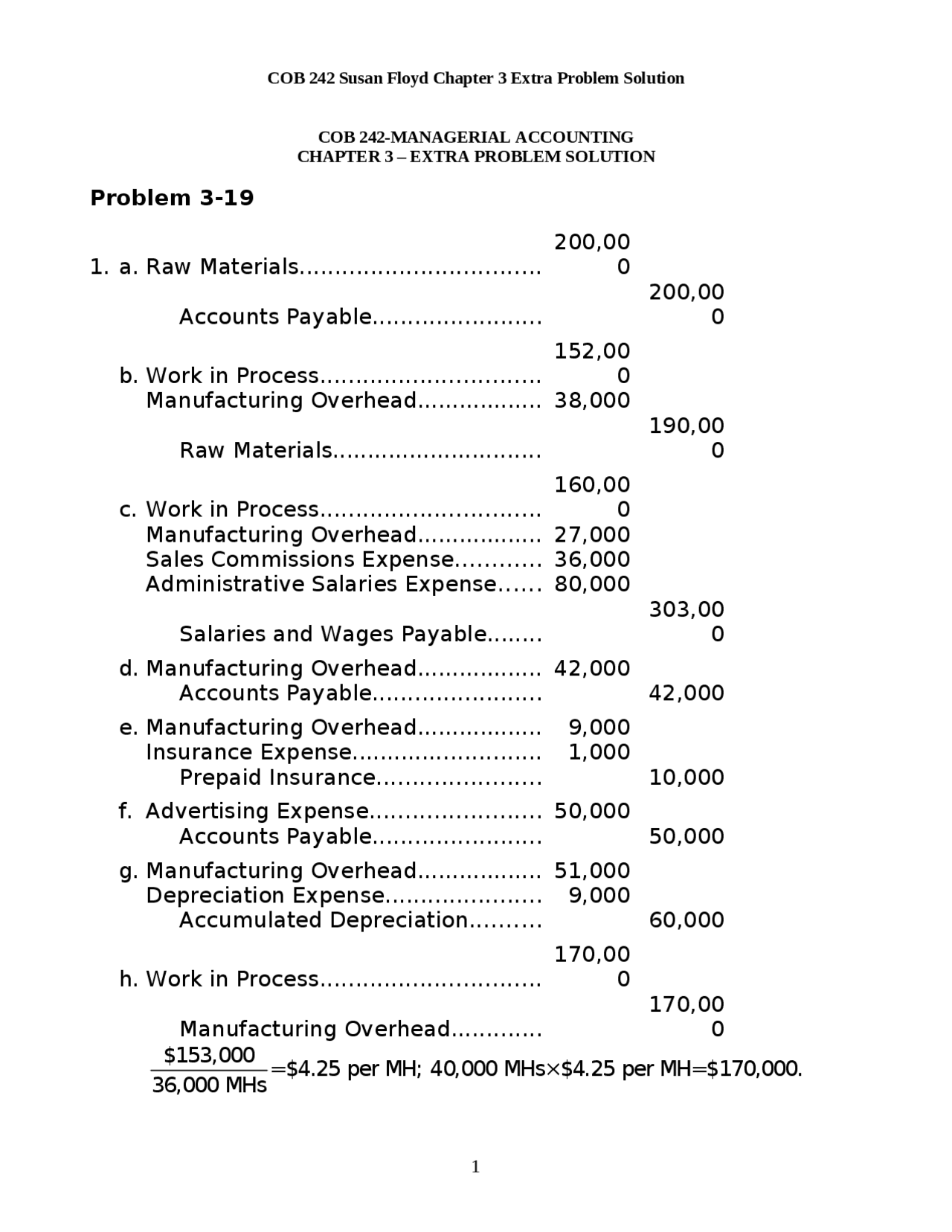 Managerial Accounting Extra Problem Solution Chapter 3 Cob 242