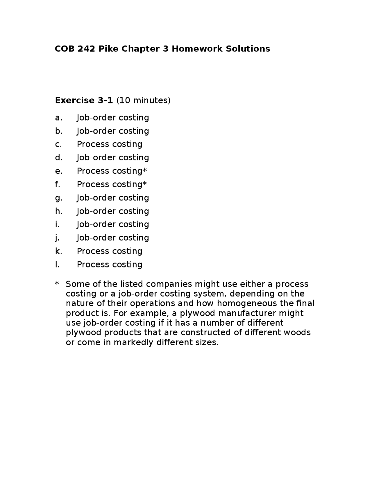 Assignment 3 Managerial Accounting Cob 242 Docsity