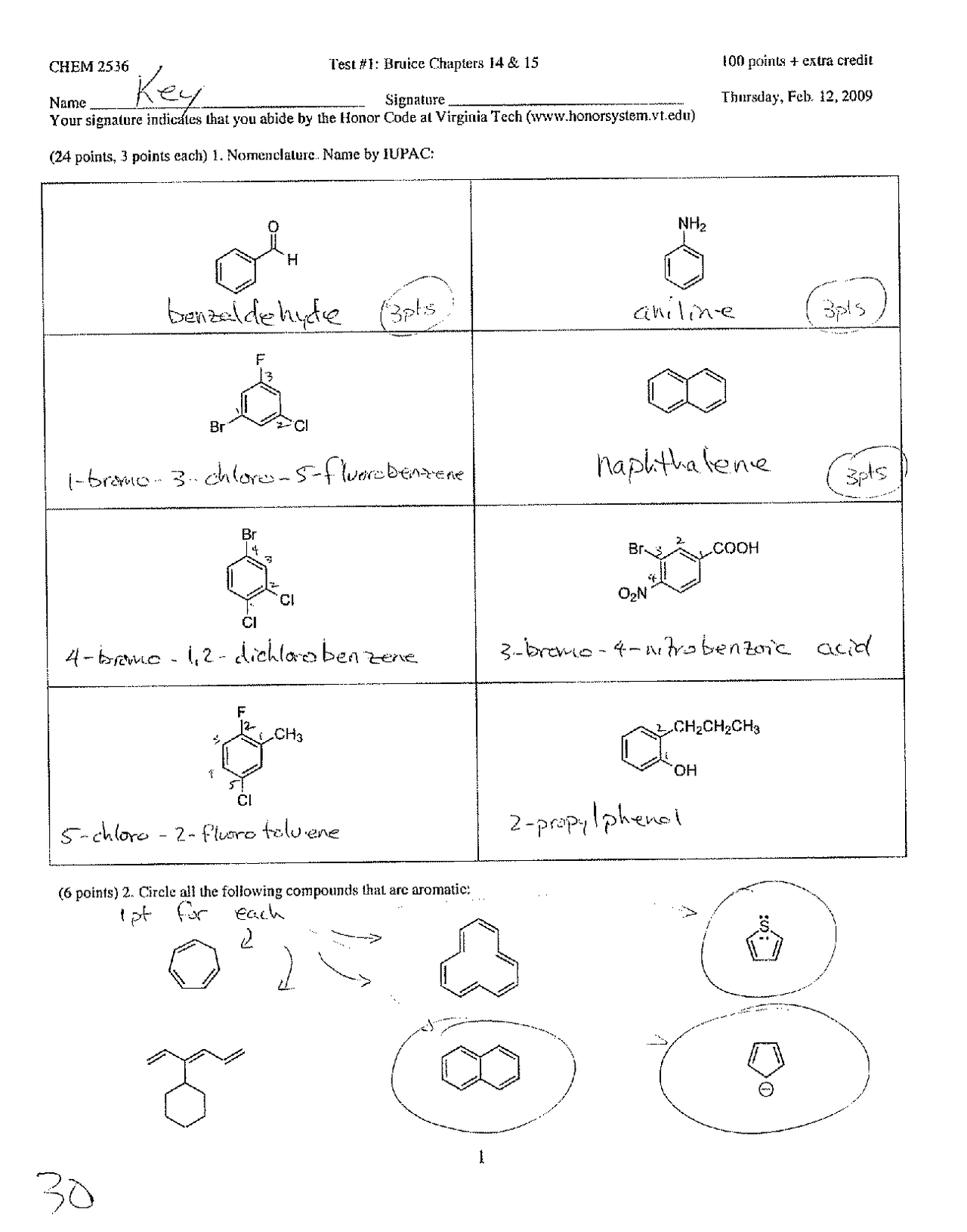 Test 1 Questions With Answers Organic Chemistry Chem 2536 Docsity