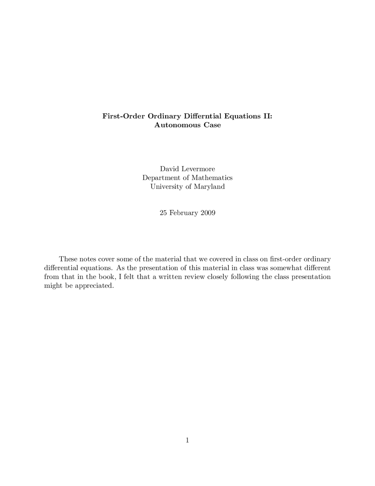 First-Order Ordinary Differential Equations II - Autonomous Case | MATH ...