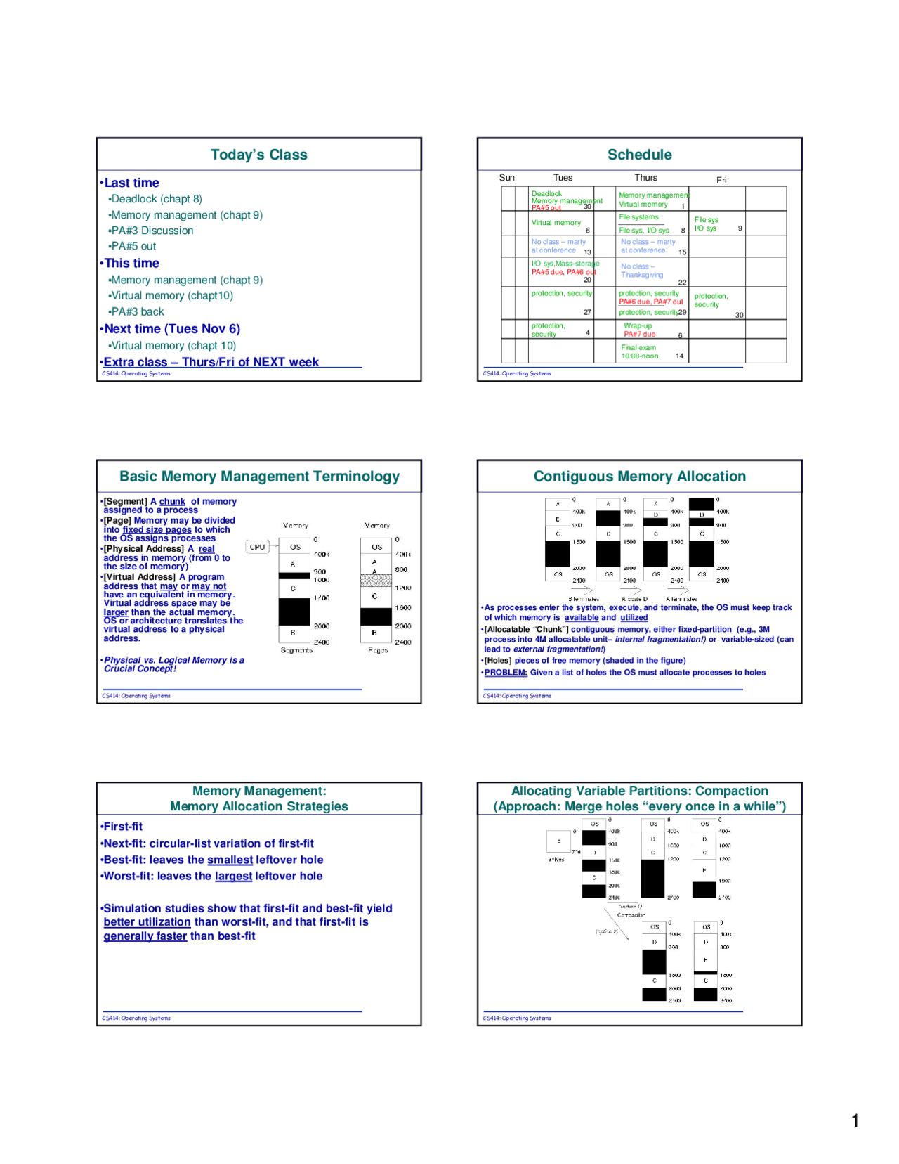 Memory Management Lecture Slides Cs 4414 Docsity