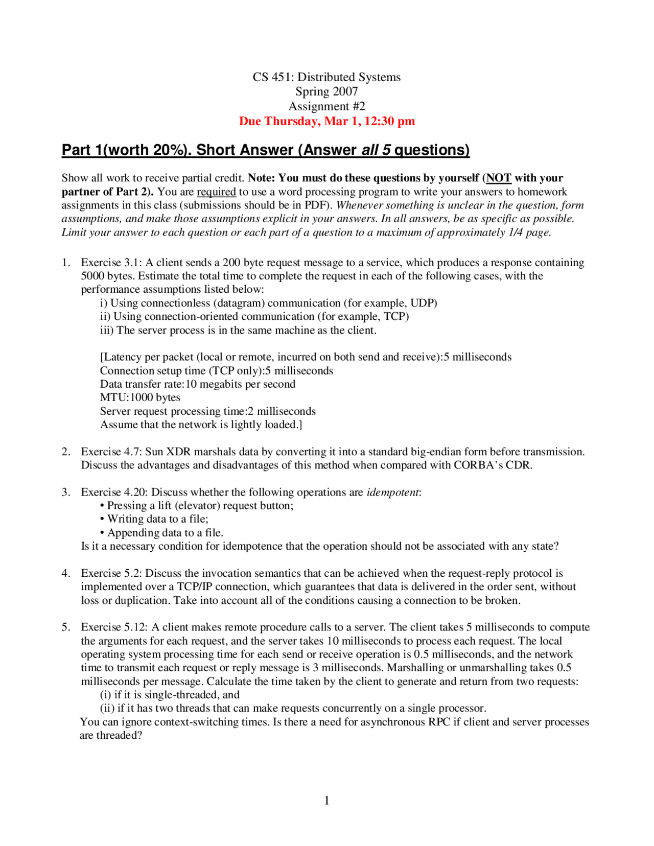 Assignment 2 Distributed Computing Cs 451 Assignments Computer Science Docsity