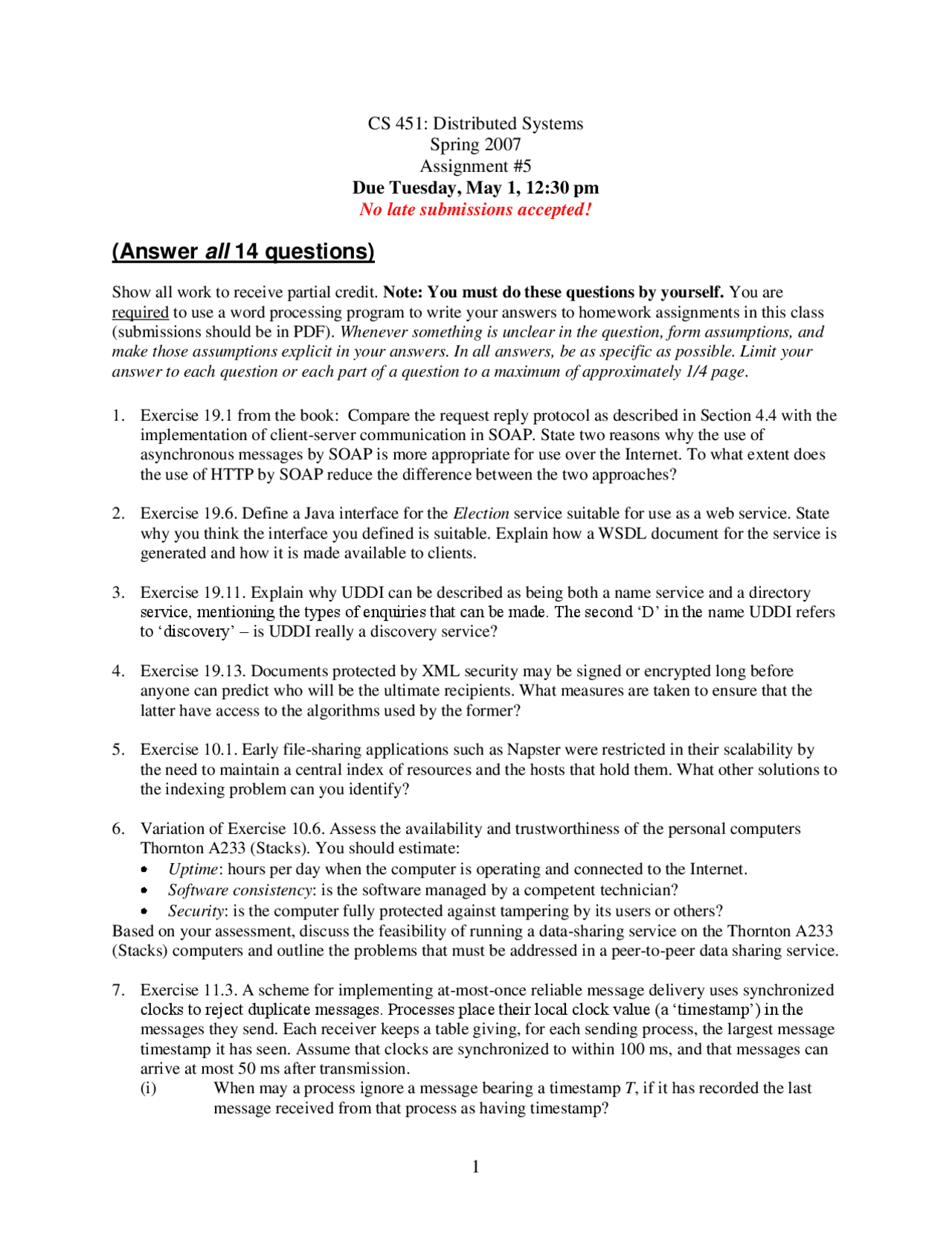 Assignment 5 Questions Distributed Computing Cs 451 Docsity
