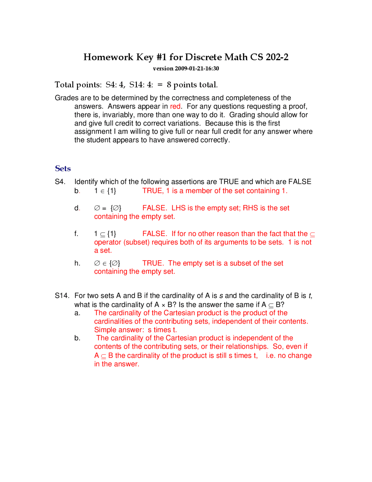 Homework Key 1 Discrete Mathematics I Cs 2102 Docsity