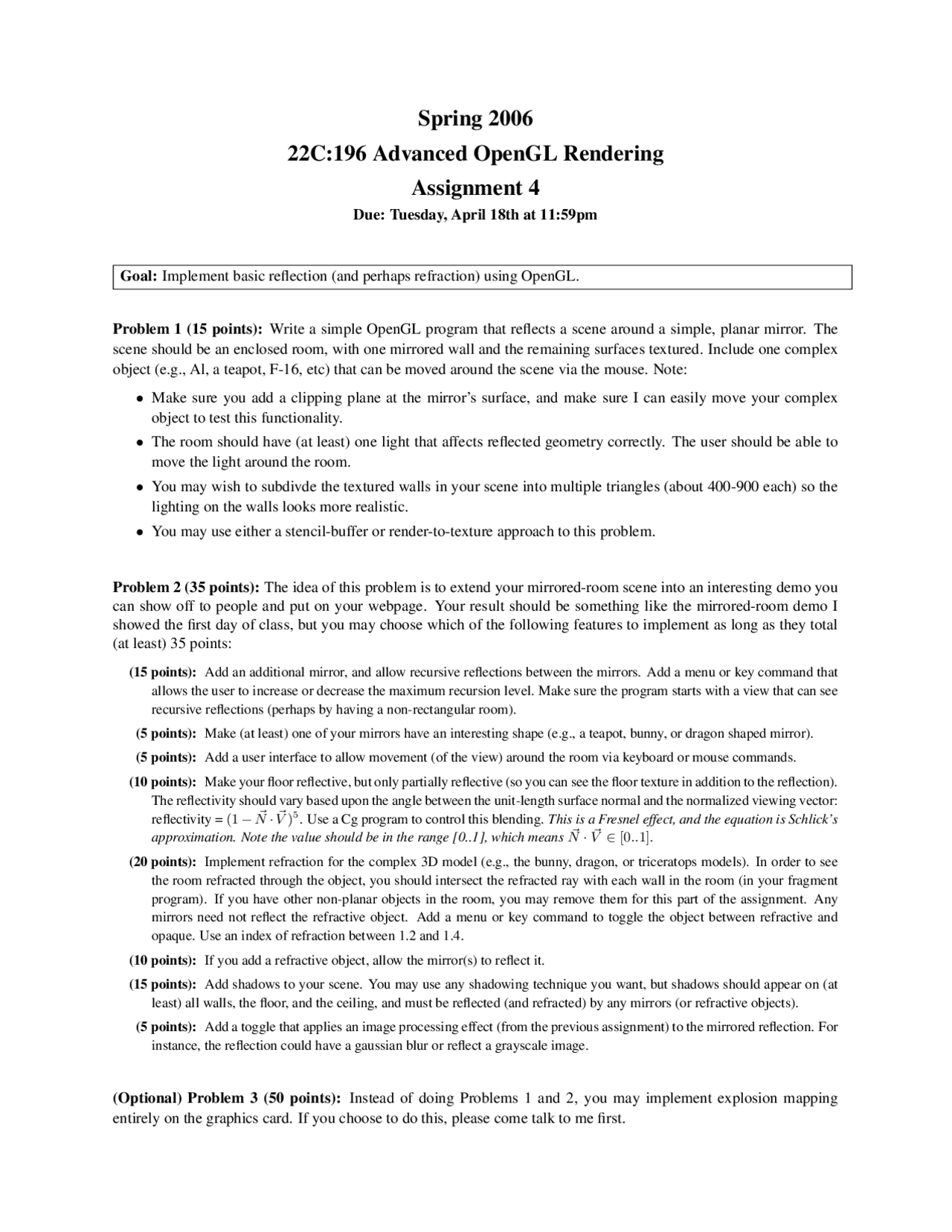 Assignment 4 On Advanced Opengl Rendering 22c 196 Docsity