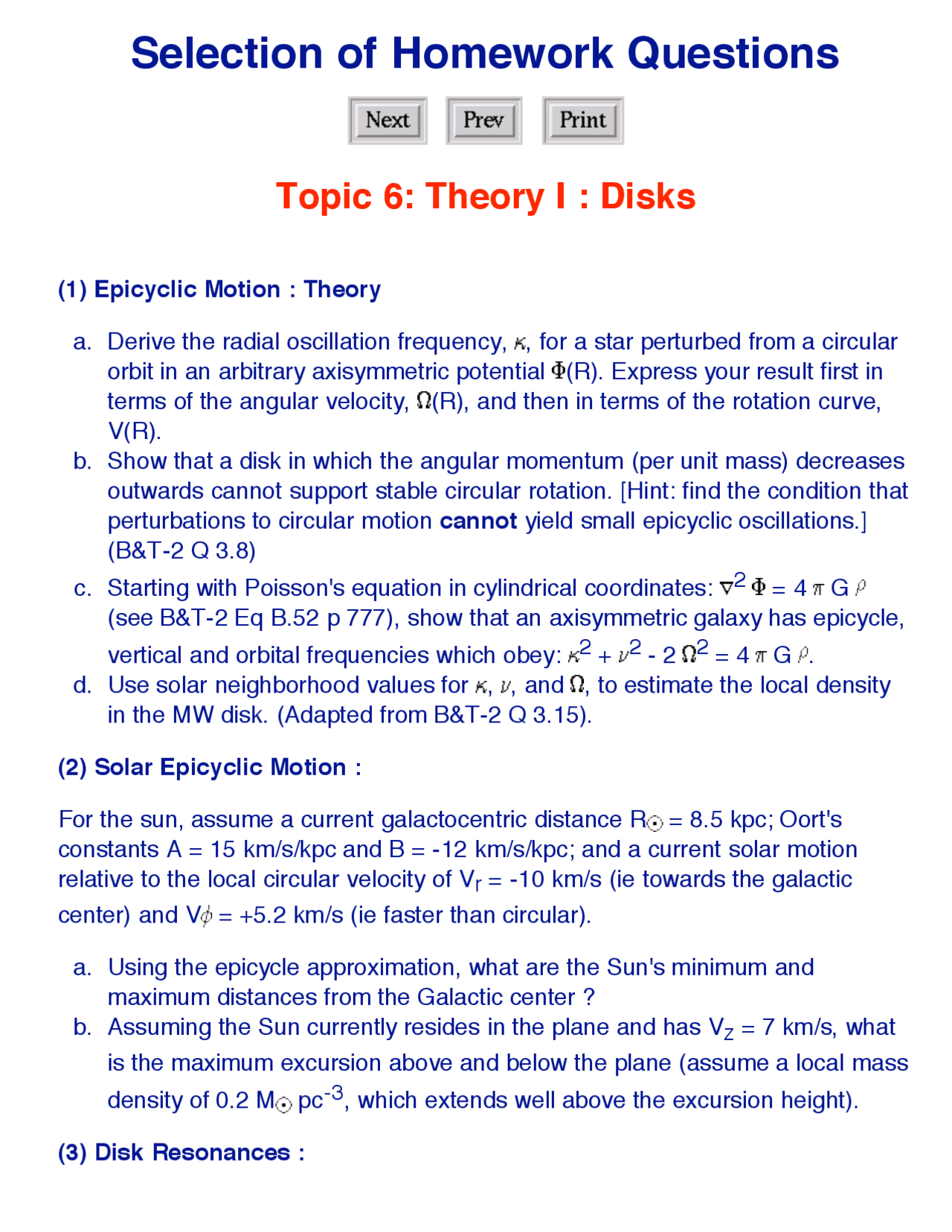 Theory 1 Disks Selection Of Homework Questions Astr 5630 Docsity