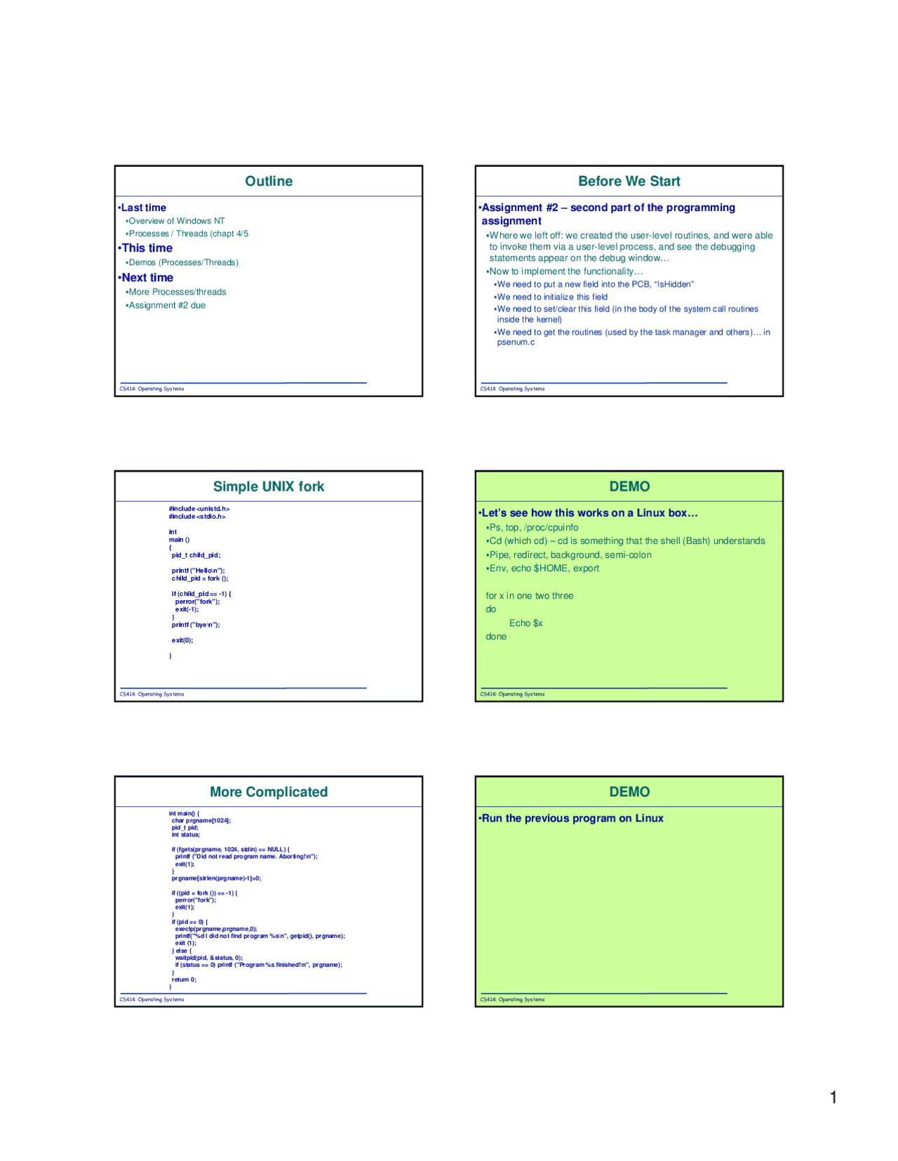Sample Threads Code In Operating Systems Lecture Slides Cs 4414 Docsity