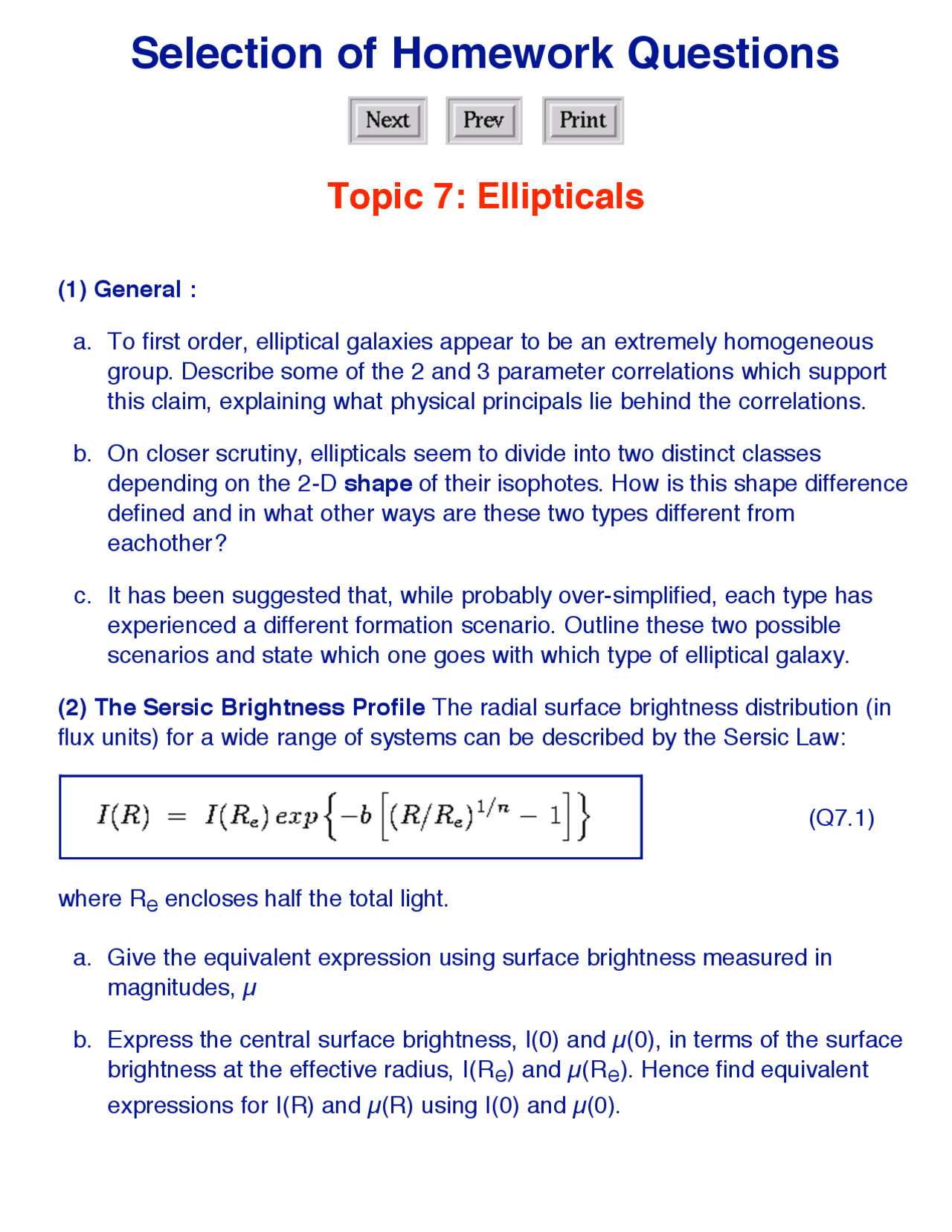 Elliptical Homework Questions Astr 5630 Docsity