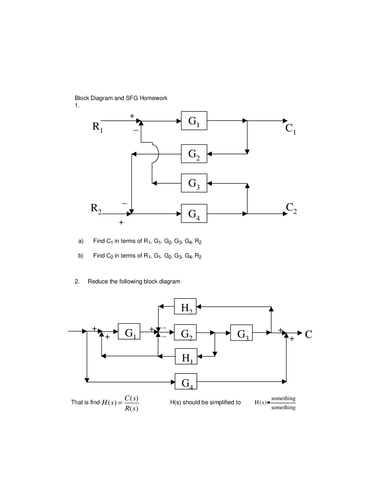 Block Design and SFG - Control of Mechanical Engineering Systems | EML 4312 - Docsity